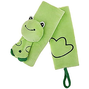 Baby Car Seat Belt Strap Covers -Double Sided Cartoon Animal Soft Infant Seat Belt Shoudler Pads for Baby (Green Frog)