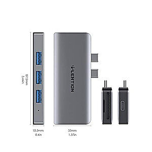 LENTION 6 in 1 USB C Hub with 1 USB C (100W PD/40Gbps Data/5k Video Output), 3 USB 3.0 & SD/Micro SD Card Reader Compatible 2016-2023 MacBook Pro 13/15/16, Mac Air(CB-CS62, Space Gray)