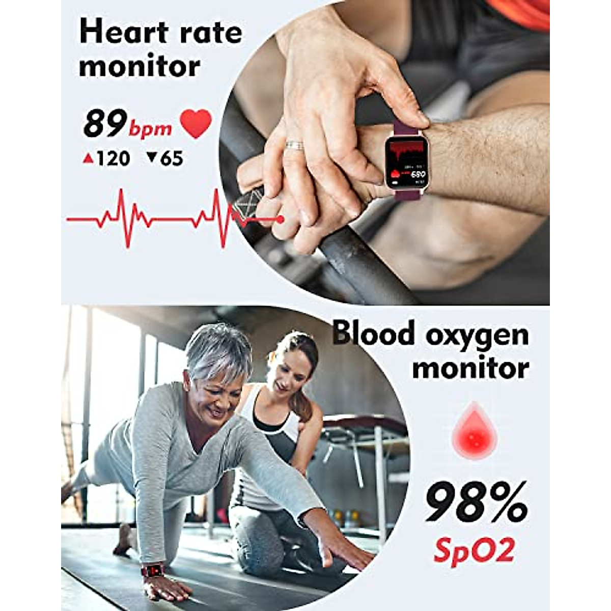 Cloudpoem Smart Watches for Women Men IP68 Waterproof, Smartwatch Compatible with iPhone Android Phones, Reloj para Mujer Hombre Fitness Tracker with Heart Rate Monitor Call/Message Notice Purple