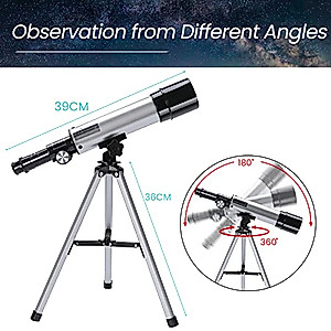 Merkmak Telescope for Kids & Beginners, Kids Telescope 50mm Aperture 360mm AZ, 90X Magnification Astronomical Refracting Telescope with Tripod for Kids to Explore The Moon and Star