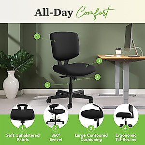 The HON Company GA90.T HON Volt Task Armless Office Chair for Computer Desk, Navy/Blue (H5703), Synchro-Tilt