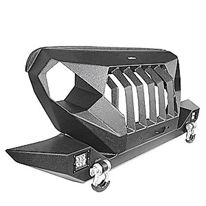 Hooke Road Mad Max Front Bumper Grill w/ 2X 18W LED Lights for 1997-2006 Jeep Wrangler TJ