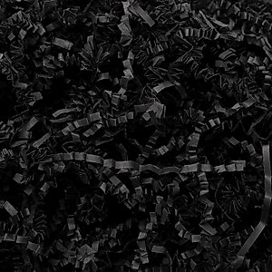 Mcfleet 2 LB Crinkle Cut Paper Shred Filler Black Crinkle Paper Shredded Paper for Gift Box - Gift Basket Filler - Gift Box Stuffing for Christmas, Halloween Packaging Wrapping
