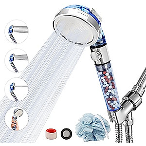 REHAVE Filtered Shower Head with Handheld, 59 inches Expandable Shower Hose Extra Long for Bathing Toilet Cleaning, Leakproof Flexible Shower Hose Extension for shower head, High Pressure Shower Head