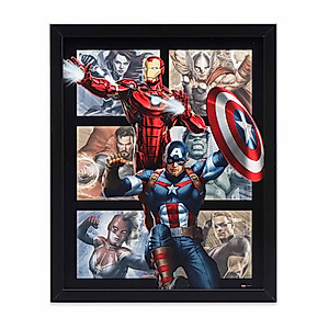 Marvel Avengers Framed Wood Wall Decor - Featuring Captain America, Iron Man and More - Classic Marvel Avengers Wall Art