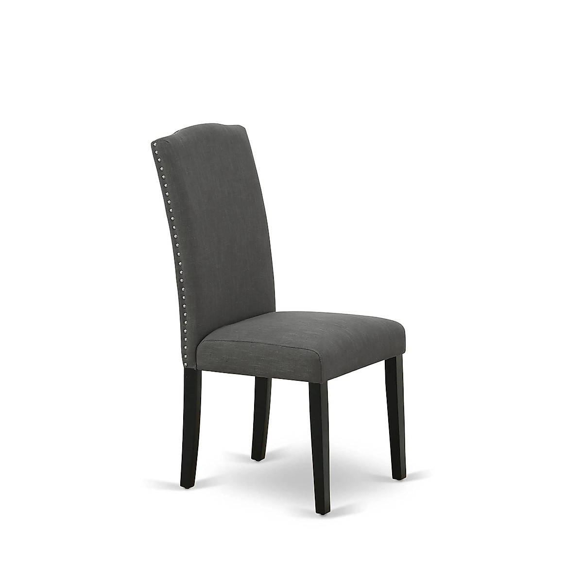 East West Furniture SHEN5-BLK-20 5 Piece Dining Room Table Set Includes a Round Kitchen Table with Pedestal and 4 Dark Gotham Linen Fabric Upholstered Chairs, 42x42 Inch, Black