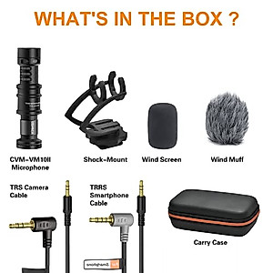 Camera Microphone,Comica CVM-VM10II Professional Video Microphone with Shock Mount, Deadcat,Compact Shotgun Mic Compatible with iPhone,DSLR Camera,Android Smartphones- Perfect for TikTok YouTube Vlog
