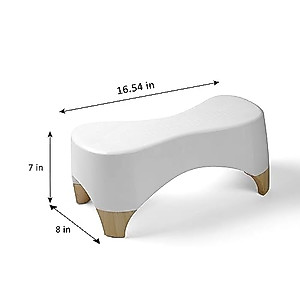 Toilet Stool,Gligam Poop Stool for Bathroom,Bearing 550 lbs Weight,Toilet Step Stool, Potty Stool for Adults and Kids,Non-Slip Simple Design,7" Tall (White/Bamboo Color)