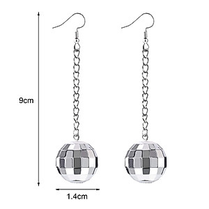 Disco Ball Earrings,Disco Ball Earrings for Women,60's or 70's Disco Ball Earrings for Women,Silver Mirror Ball Earrings,Dance Party Costume Accessories