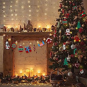 50 Pieces Christmas Tree Felt Ornament Hanging Decorations 5 Inches Mini Xmas Tree Kids Toddler DIY Felt Craft Santa Snowman Angel Reindeer Hanging Ornament for Christmas Tree Party Decorations Gifts