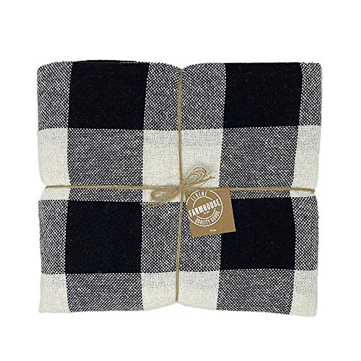 Elrene Home Fashions Farmhouse Living Buffalo Check Cozy Fringe Blanket Throw for Couch/Sofa/Bed/Everyday, Single (50 in x 60 in), Black