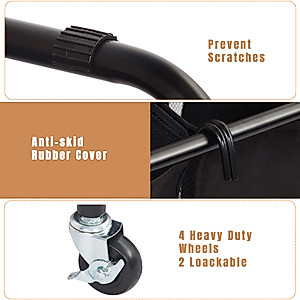 STORAGE MANIAC 3-Section Laundry Sorter with Foldable Ironing Board, Heavy-Duty Rolling Laundry Cart with and Removable Bags, Triple Laundry Hamper with Wheels, Matte Black