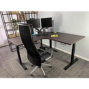 VWINDESK VJ301 L Shaped Electric Height Adjustable Standing Corner Desk Frame Only W/Triple Motor, Ergonomic Sit Stand Up Height Adjustable Steel Base with Digital Memory Keypad (Black)