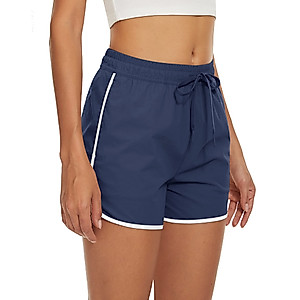 TACVASEN Women's Quick Dry Shorts Hiking Athletic Outdoor Tennis Golf Shorts Breathable Lightweight Travel Shorts Stretch Dark Blue L