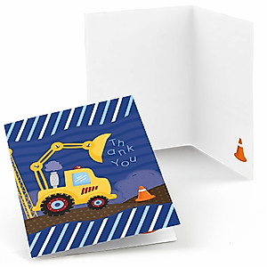 Big Dot of Happiness Construction Truck - Baby Shower or Birthday Party Thank You Cards (8 count)