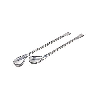 Stainless Steel Double Ended Square & Lab Spoon Sampler Lab Spatula 7″ Length (Set of 2: Right and Left Angled)