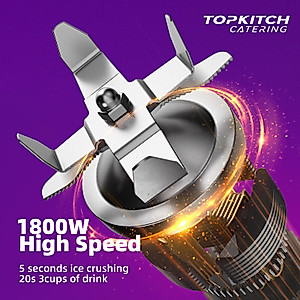 TOPKITCH Commercial Blender 70oz 3.5 hp 5 Programmable Function,Quiet Blender with Digital Waterproof Touchpad and Quiet Sound Enclosure - 120V