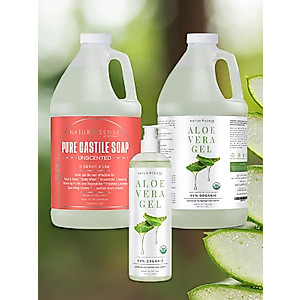 NTRSNS NaturSense Organic Aloe Vera Gel from 100% Pure Aloe. Great for Hair, Scalp, Face, Dry Skin, Acne, Winter Skin, Sunburn, Sensitive Skin. Unscented, USDA Certified, 12 oz.