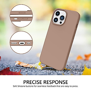 GUAGUA Compatible with iPhone 14 Pro Max Case 6.7 Inch Liquid Silicone Soft Gel Rubber Slim Microfiber Lining Cushion Texture Cover Shockproof Protective Case for iPhone 14 Pro Max, Brown