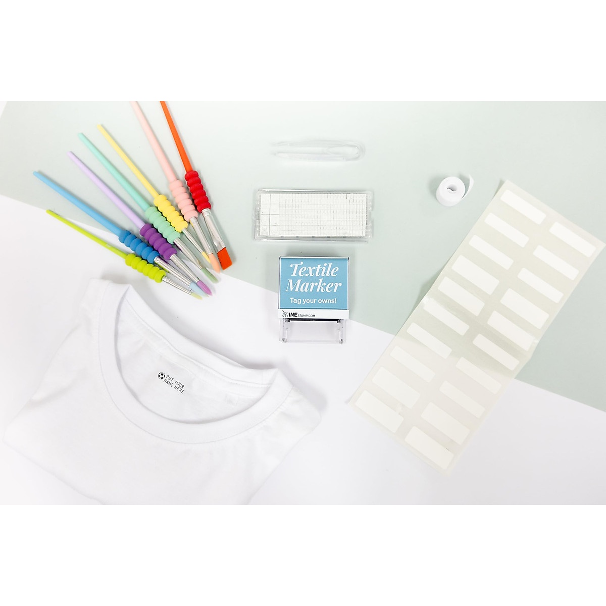 Mine Stamp Clothing Marker, Suitable for Books & Accessories, Personalize Garment, Childrens School Uniform/Clothes/Clothing Labels for Kids/Children, no Need to sew, for School Wear.