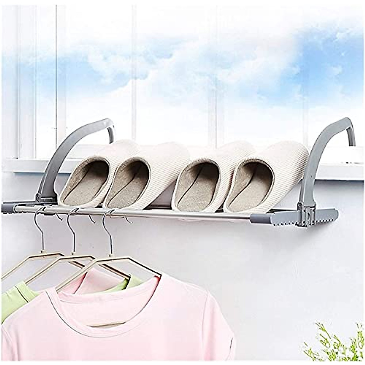 ZyHMW Clothes Airer Radiator Folding Airer Radiator Towel Holder Clothes Dryer Drying Rack Rail Install Onany Radiator in Any Room，Folding Airer (Color : Gray) (Color : Gray)