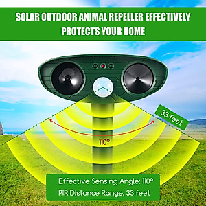 2 Pack Ultrasonic Animal Repeller Cat Repellent Outdoor Deer Repellent Devices Solar Animal Repeller with Motion Sensor Animal Deterrent to Scare Away Raccoon Squirrel Coyote Skunk Repellent for Yard