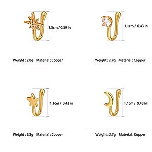 HMOOY 9Pcs Fake Nose Rings, Gold African Nose Cuff Non Piercing Clip On Nose Ring Nose Clip Nose Ring Fake Nose Ring Cuff Nose Clip Jewelry for Women Men (Gold)