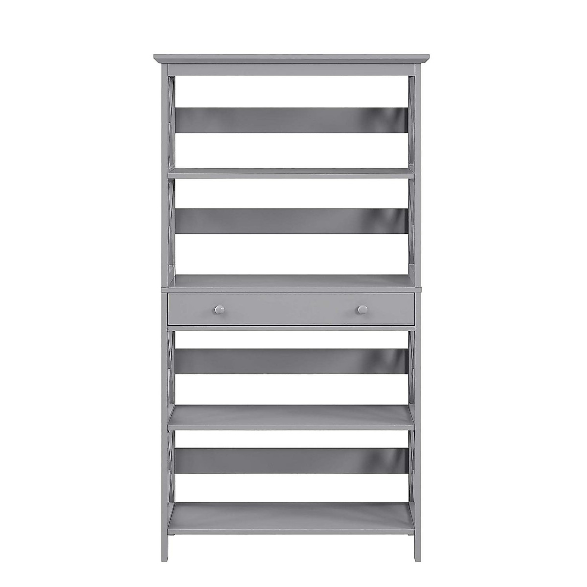 Convenience Concepts Oxford 5 Tier Bookcase with Drawer, Gray