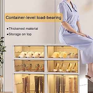 9-Tier Foldable Shoe Rack Organizer for Closet with Wheels, 36-40 Pairs Collapsible Shoe Storage Cabinet with Lids and Magnetic Clear Door, Large Capacity Stackable Shoes Boxes Shelf for Entryway