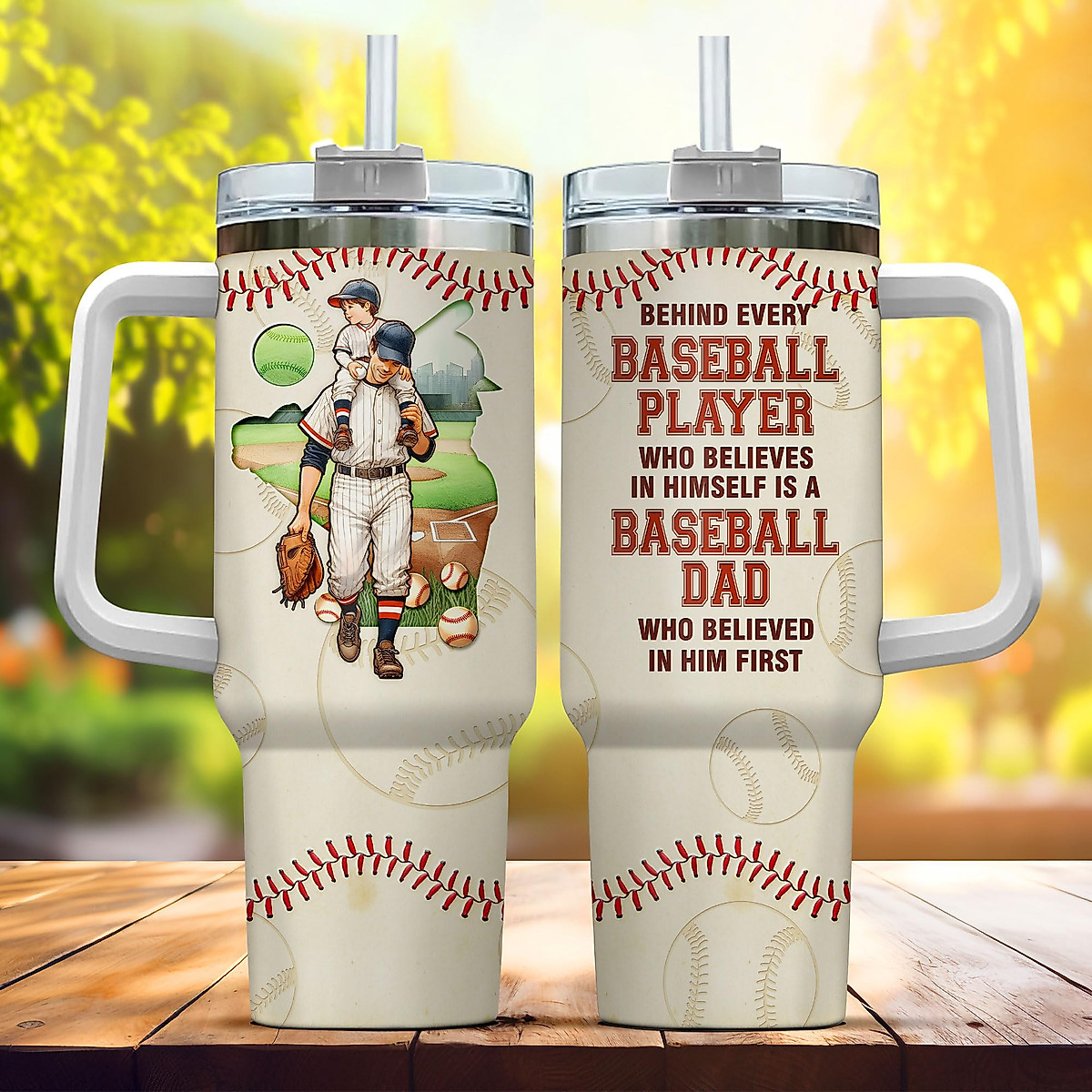 99WHALE Coffee Yellow Fathers Men Swig Women Tumblers Cup Handle Red Life Modern For Day Simple Boys, Baseball Gifts, Tumbler 40 Oz With Handle Lid And Straw, Baseball Player Dad