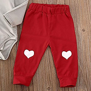 Infant Baby Boy Valentines Day Clothes My First Valentines Day Romper Bodysuit Pants Outfits Set 3PCS (Valentine's Day, 0-6M)