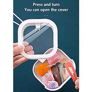 CREAMOON Hair Tie Organizer,Portable Travel Earphone Hairpin Holder,Multi-functional Cotton Swab Box Storage Box,Hair Accessory Storage,Hung Hairpin Small Article Organizer on Desktop