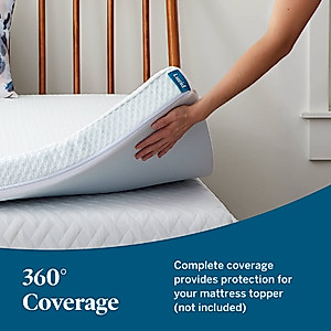 Lucid 3 Inch Mattress – Mattress Topper Cover with Zipper – Twin Cover Only,White, Queen