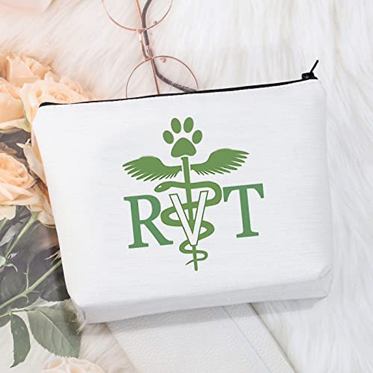 RVT Registered Veterinary Technician Gifts Makeup Bag Vet Tech Gifts RVT Graduation Gifts Thank You Gift Cosmetic Zipper Bag (RVT Gifts Makeup Bag)