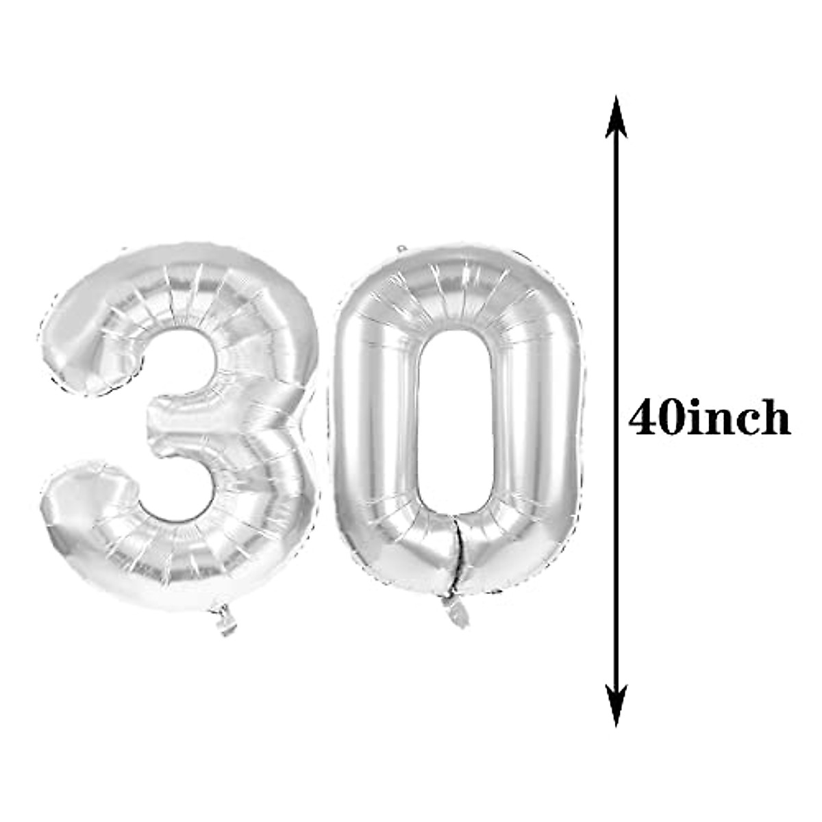 Sweet 30th Birthday Decorations Party Supplies,Silver Number 30 Balloons,30th Foil Mylar Balloons Latex Balloon Decoration,Great 30th Birthday Gifts for Girls,Women,Men,Photo Props