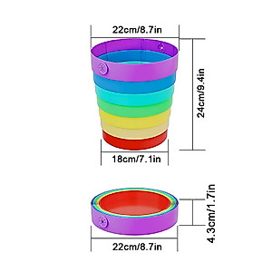 Foldable Waste Bin for Kitchen,Folding Rainbow Trash Can for Kitchen,Portable Garbage Countertop Waste Bin for Camping Travel