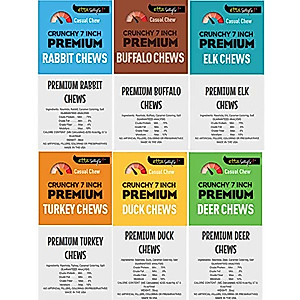 ETTA SAYS! Premium Crunchy Dog Chews Variety Pack of 12 – Made from USA Sourced Rawhide, Grain-Free, Easy to Digest, Low Odor, Won’t Stain Carpet