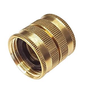 HQMPC Brass Garden Hose Connector Garden Hose Adapter Double Female Swivel Hose Connector 3/4 Inch GHT Brass Connector 4 Pieces