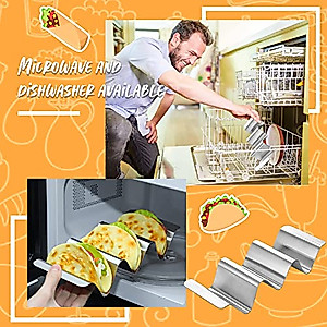 10 Pieces Taco Holders Stainless Steel Taco Stand Taco Tray Taco Shell Holder Rack, Holds Up to 3 Tacos, Keeping Shells Upright, Safe for Oven, Baking, Dishwasher and Grill