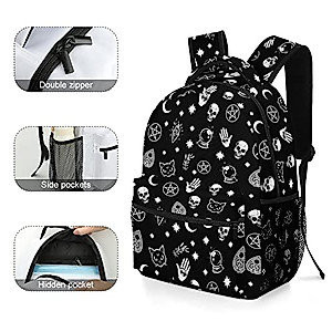 Gothic Skull Backpack for School Adults Teens Goth Laptop Backpacks Book Bags for College Travel for Boys Girls, Men Women