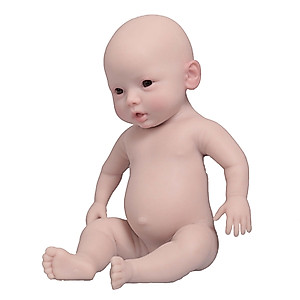 EQAIWUJIE 18.5 Inch Silicone Reborn Doll Full Body Silicone Newborn Baby Real Reborn Baby Doll (Tan, 18.5 Inch Girl)