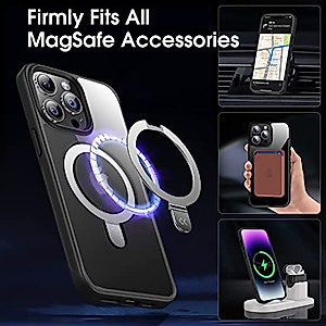 CASEKOO Magnetic Clear Designed for iPhone 14 Pro Case with Invisible Stand [Compatible with MagSafe] [Non Yellowing] Shockproof Protective for Women Men Phone Case 6.1 Inch 2022, Black