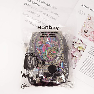 Honbay Yunnan Ethnic Style Handmade Embroidered Crossbody Bag Mini Flip Canvas Shoulder Bag for Women and Girls