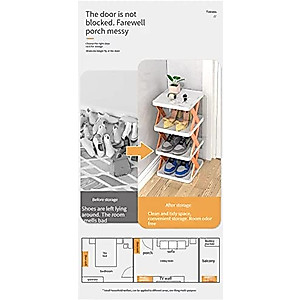 WUBY 6-Storey High Creative Folding X-Shaped Shoe Cabinet - Shoe Organizer & Storage Rack for Closet and Entryway, Free Standing Shoe Shelf Organizer (Blue)