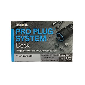 Starborn Industries Pro Plug System PXDC633S275 for Trex Foggy Wharf Decking 100 lin ft with Epoxy Screws and Tool