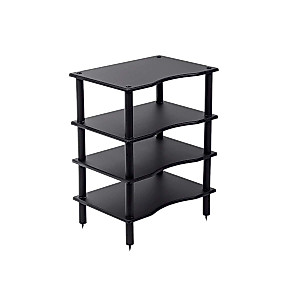 Monolith 4 Tier Shelf Audio Stand - Open Air Storage, Modular Design, Sturdy, Compatible with Bose, Polk, Sony, Yamaha, Pioneer and Others, Black