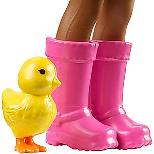 Barbie Sweet GCK63 Orchard Farm Chelsea Doll, Curly Brunette, with Chick