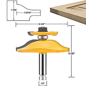 LEATBUY Router Bit Set 1/2-Inch Shank 3 PCS, Round Over Raised Panel Cabinet Door Ogee Rail and Stile Router Bits, Woodworking Wood Cutter, Wood Carbide Tool(1/2-Double Side)