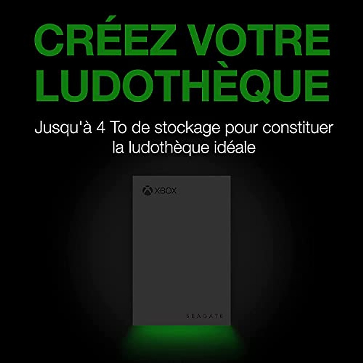 Seagate Game Drive for Xbox 4TB External Hard Drive Portable HDD - USB 3.2 Gen 1, Black with built-in green LED bar , Xbox Certified, 3 year Rescue Services (STKX4000402)
