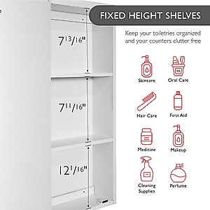 Design House 545103-WHT Wyndham Medicine Cabinet – Durable White Assembled Frame – Bathroom Wall Cabinet with Mirrored Door, 36-Inch – 4.75" X 36" X 30", White, 1 Count, Tri-View